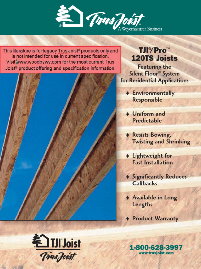 Silent Floor TJI - Pro 120TS - Floor Joists Use in Bartley | PDF | Lumber | Structural Load