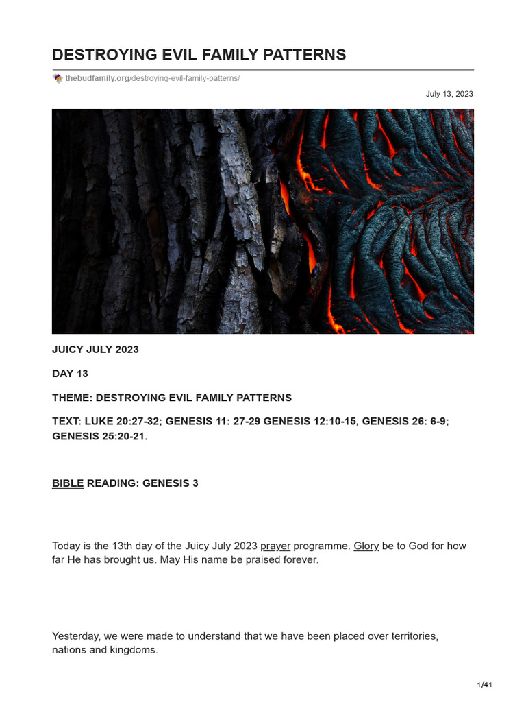 Destroying Evil Family Patterns | PDF | Isaac | Lamb Of God