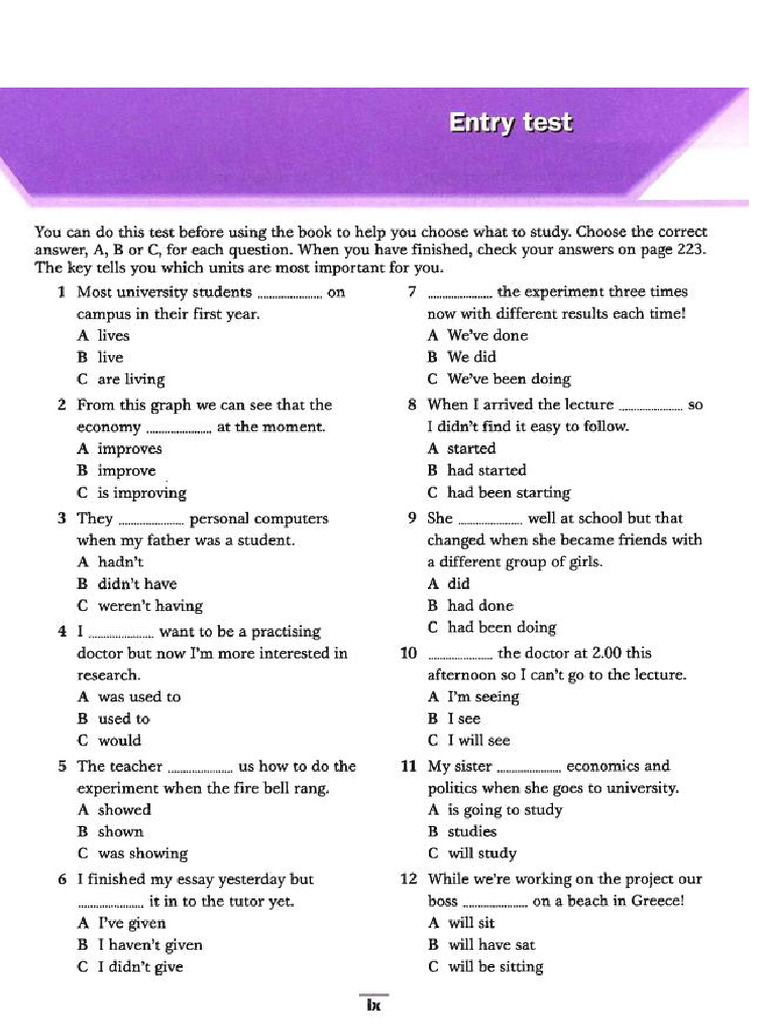 Entry Test Grammar | PDF