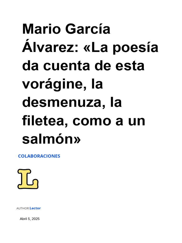 Entrevista A Mario García Por Ernesto González | PDF | Poesía | Maestros