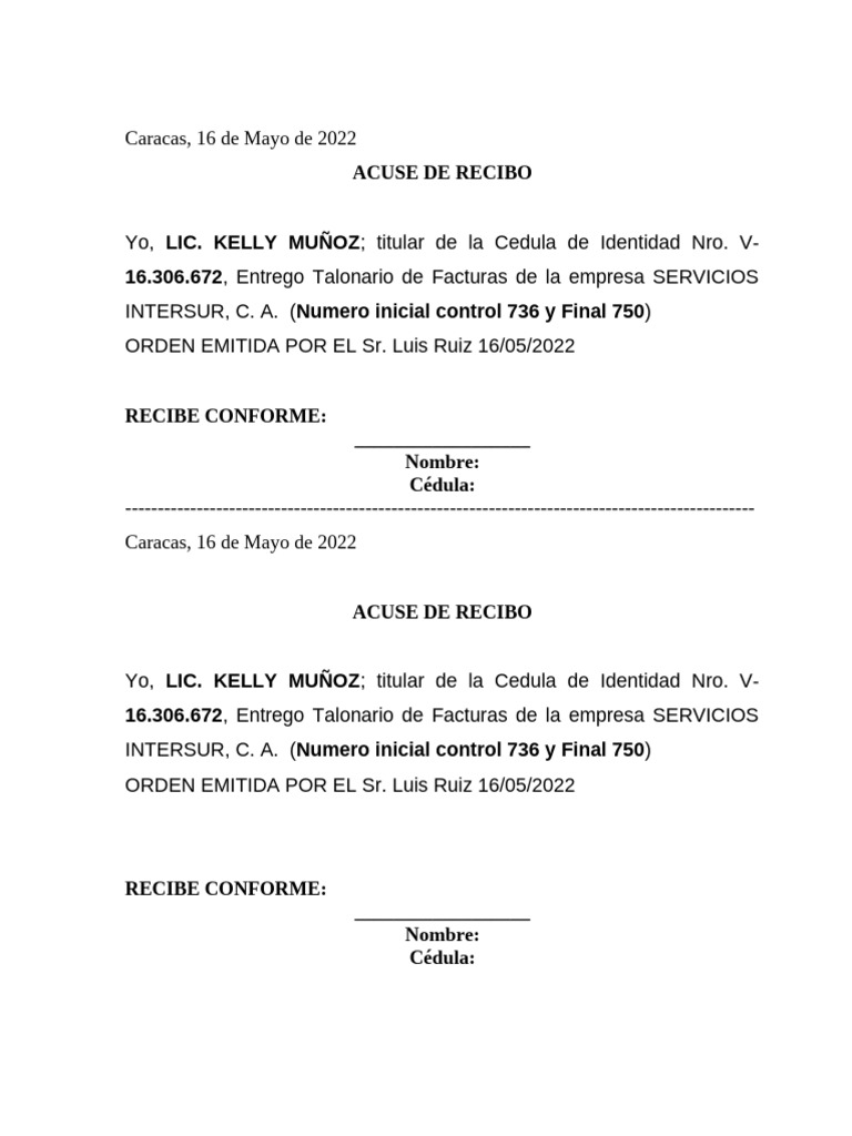 Acuse de Recibido | PDF