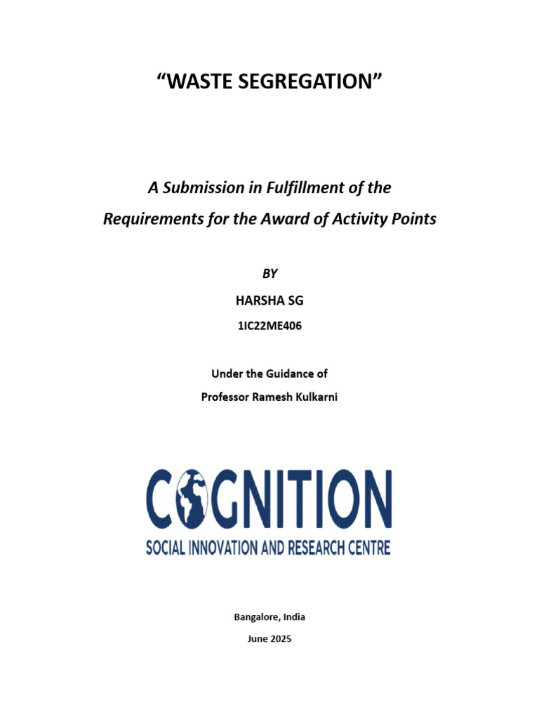 Harsha SG Waste Segregation Report | PDF | Waste Management | Waste