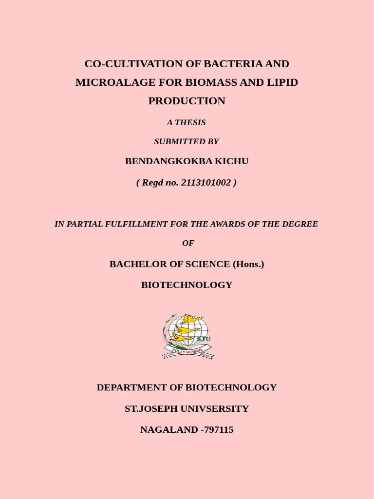 Final Co Coultivation Of Bacteria And Microalgae Pdf Algae Fuel Biofuel