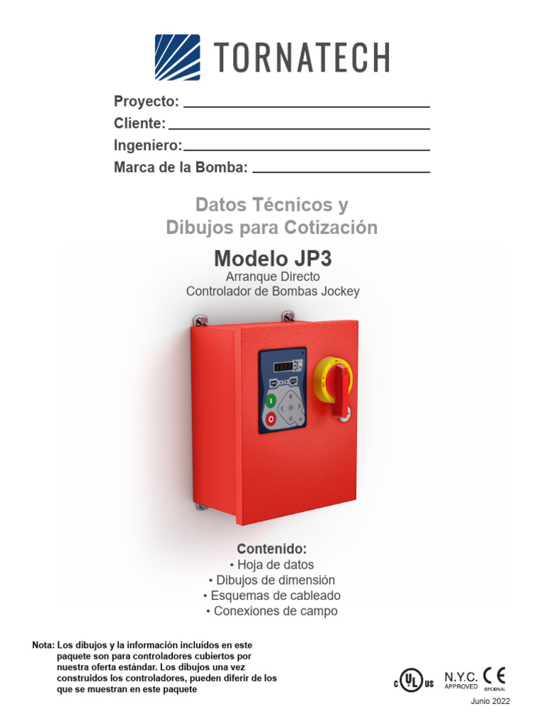 Especificaciones Controlador JP3 Bombas | PDF | Cambiar