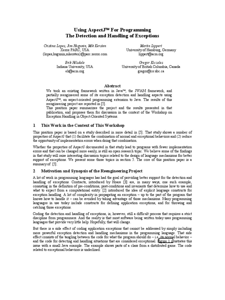 Java Exception Pdf Class Computer Programming Areas Of Computer Science