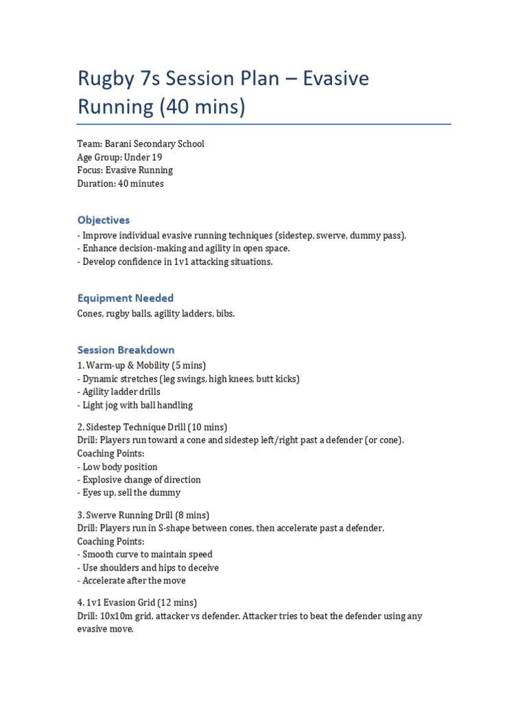 Rugby7s Evasive Running Barani | PDF