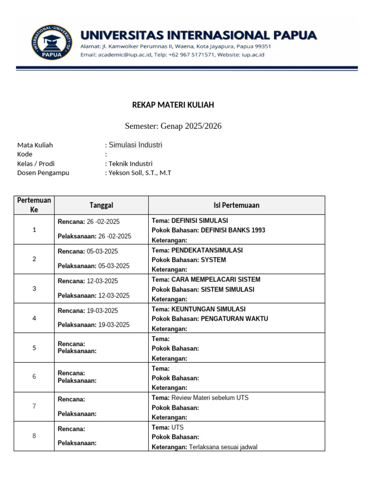 Rekap Materi Kuliah - Sim | PDF