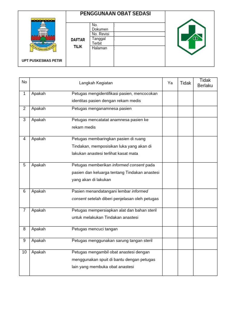 Daftil Penggunaan Obat Sedasi | PDF