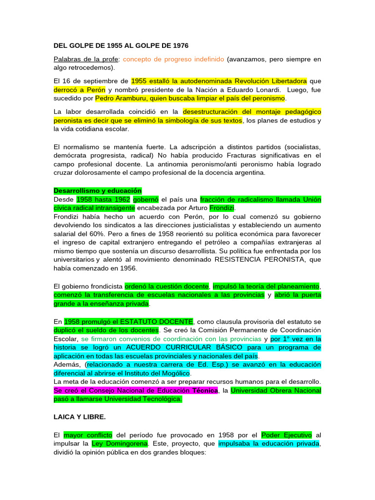 Del Golpe de 1955 Al Golpe de 1976 | PDF | Neoliberalismo