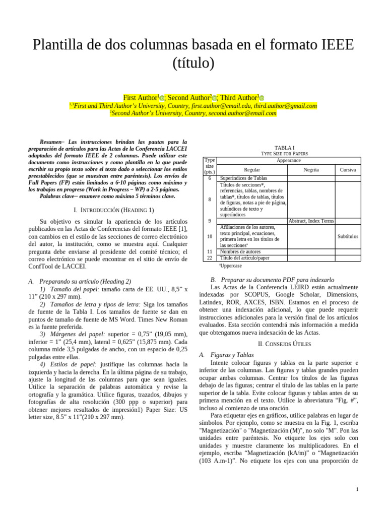 Plantilla Del Formato IEEE | PDF | Sistema Internacional de Unidades | Comunicación escrita