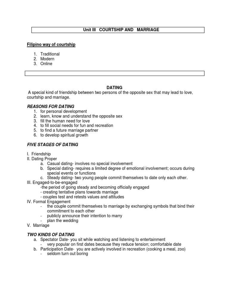 Unit III Courtship and Marriage | PDF | Courtship | Marriage