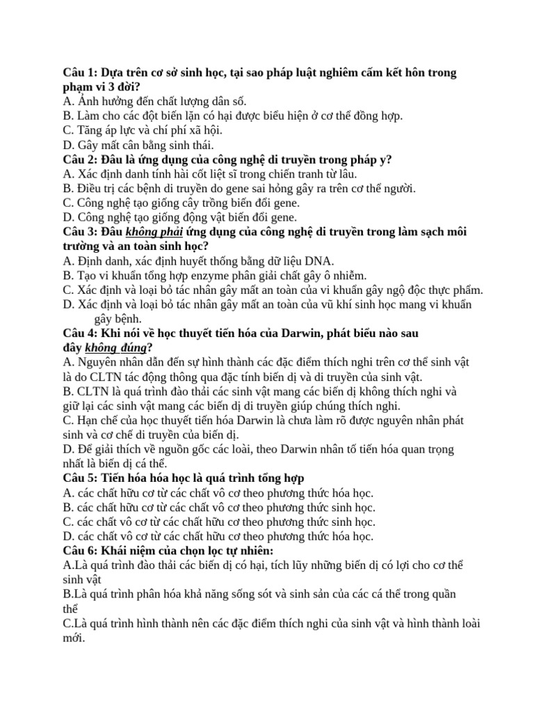 Đề cương ôn tập cuối kỳ KHTN sinh 9 | PDF