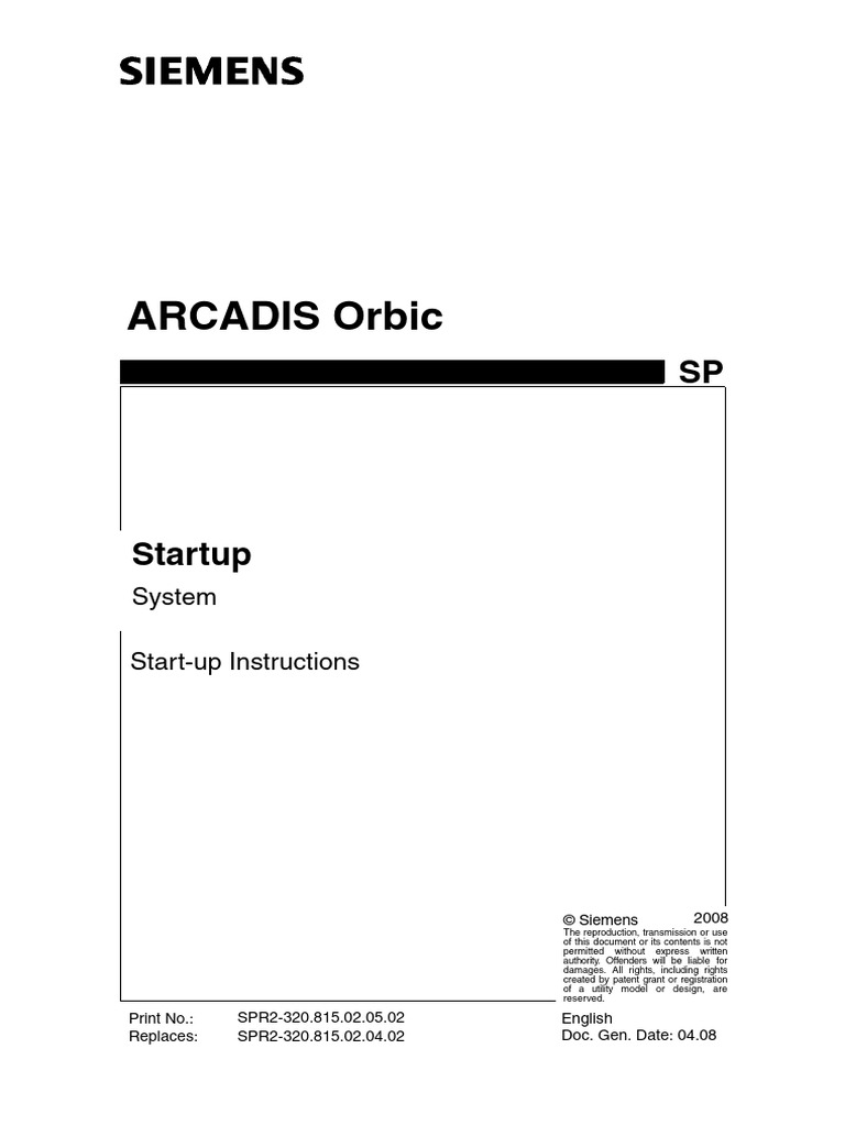 Siemens Arcadis Orbic Startup Instructions | PDF | Power Supply | Mains Electricity