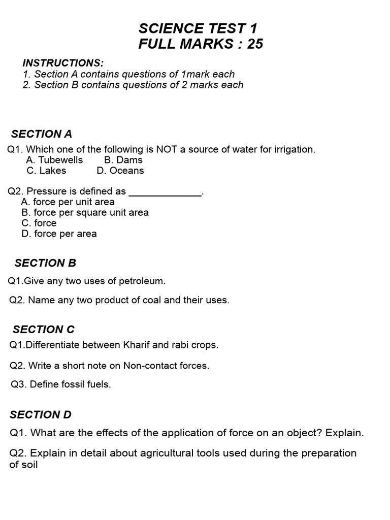 Class 8 Science Test 1 | PDF