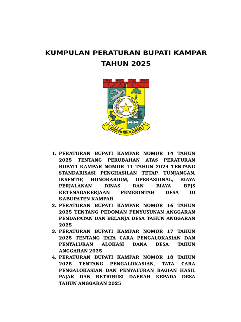 Cover Kumpulan Perbup Tahun 2025 | PDF
