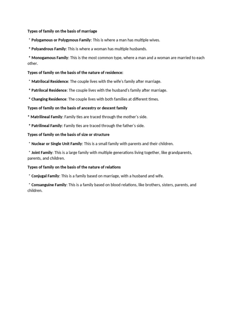 Types of Family Structures Explained | PDF
