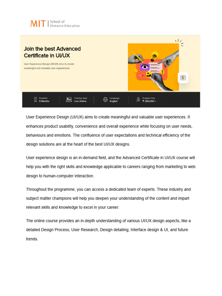Advanced UI/UX Design Certificate Course | PDF | Design | Computing