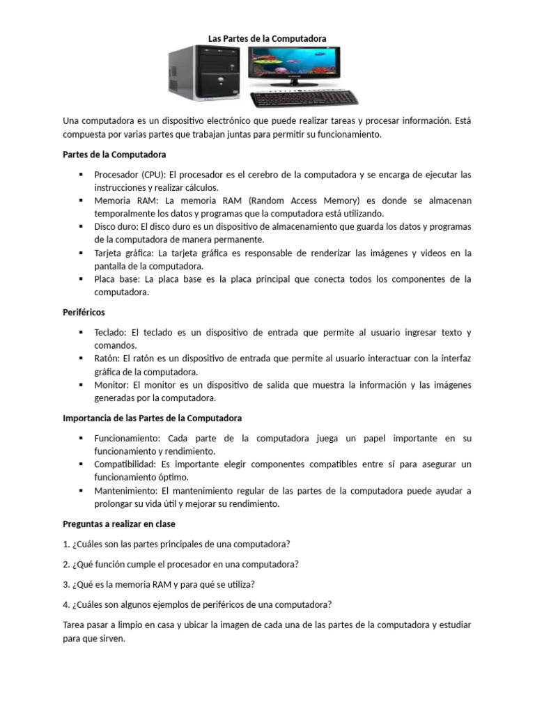 Las Partes de La Computadora | PDF