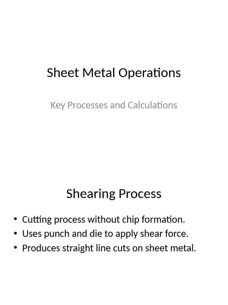 Sheet Metal Operations Presentation | PDF