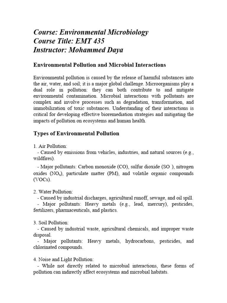 Microbial Solutions for Environmental Pollution | PDF | Water Pollution ...