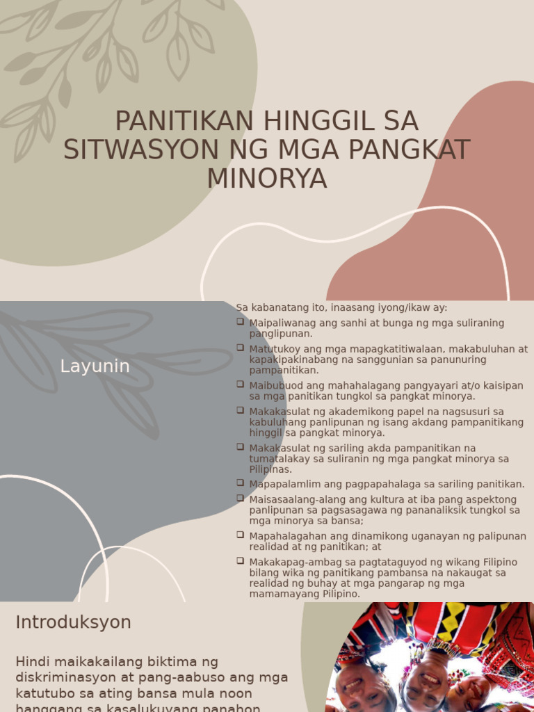 Panitikan Hinggil Sa Sitwasyon NG Mga Pangkat Minorya | PDF
