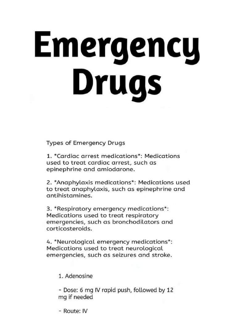 Emergency Drugs | PDF