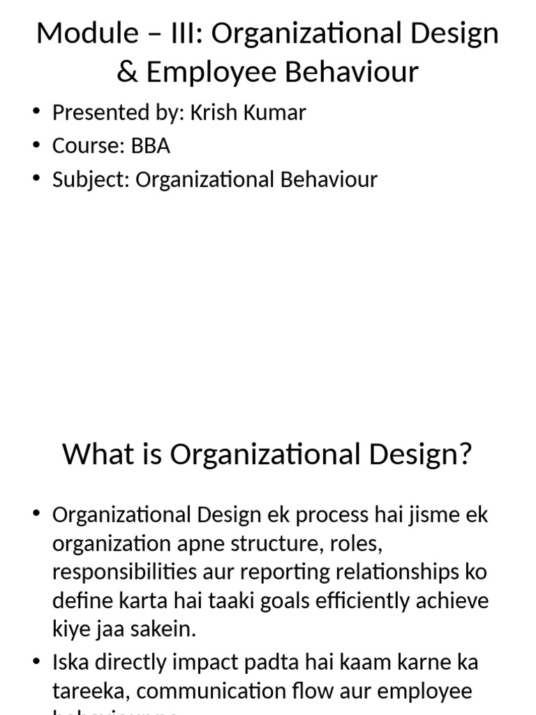 Organizational Design and Employee Impact | PDF | Organizational ...
