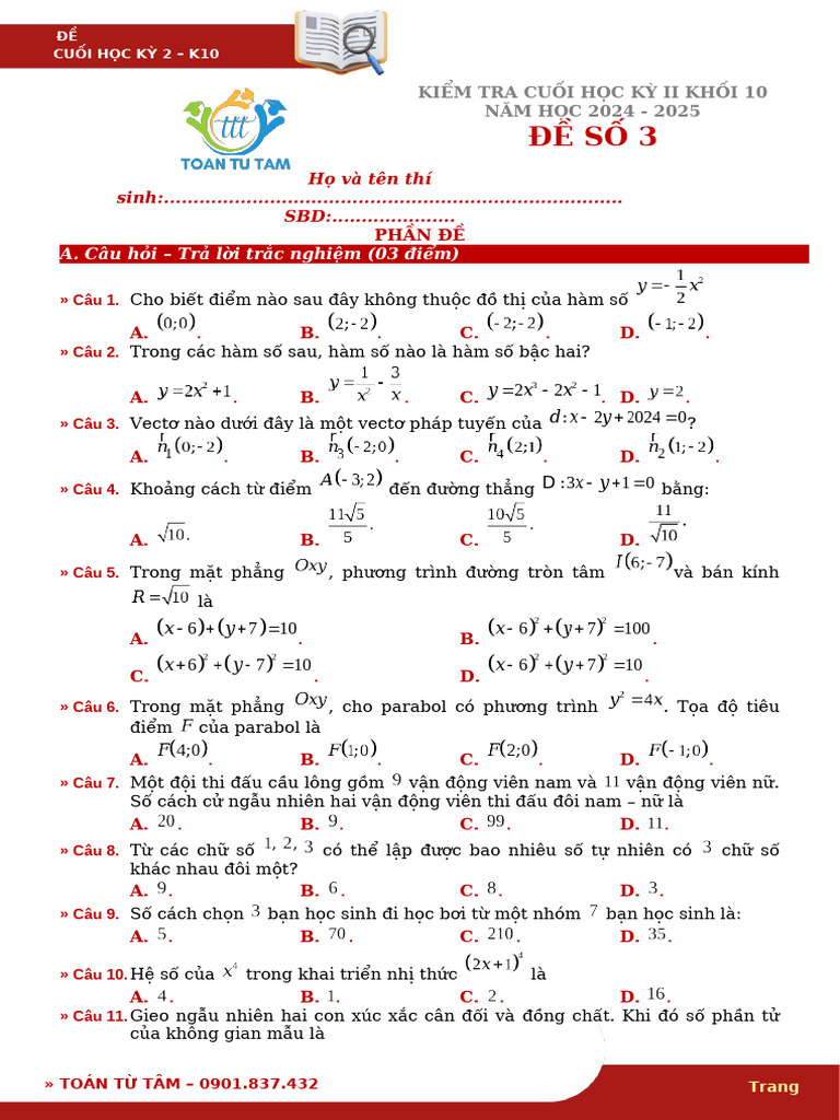 HS-10-KNTT-CK2-ĐỀ 03 | PDF