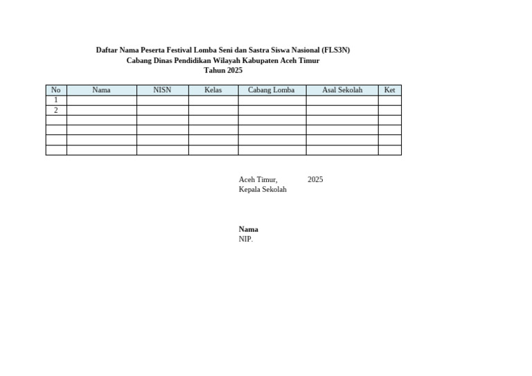 Format Excel Fls3n 2025 | PDF