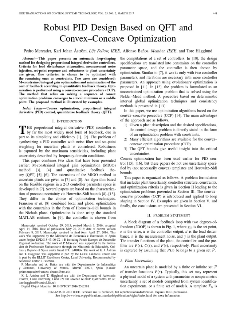 Robust PID Design Based On QFT and ConvexConcave Optimization | PDF ...