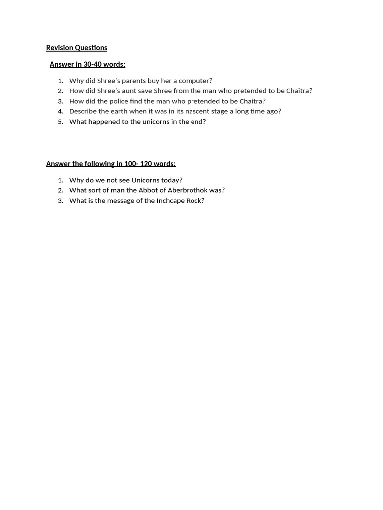 Revision Question Paper | PDF