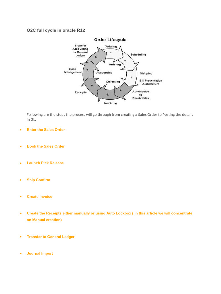O2C Cycle Steps in Oracle R12 | PDF | Debits And Credits | Computing