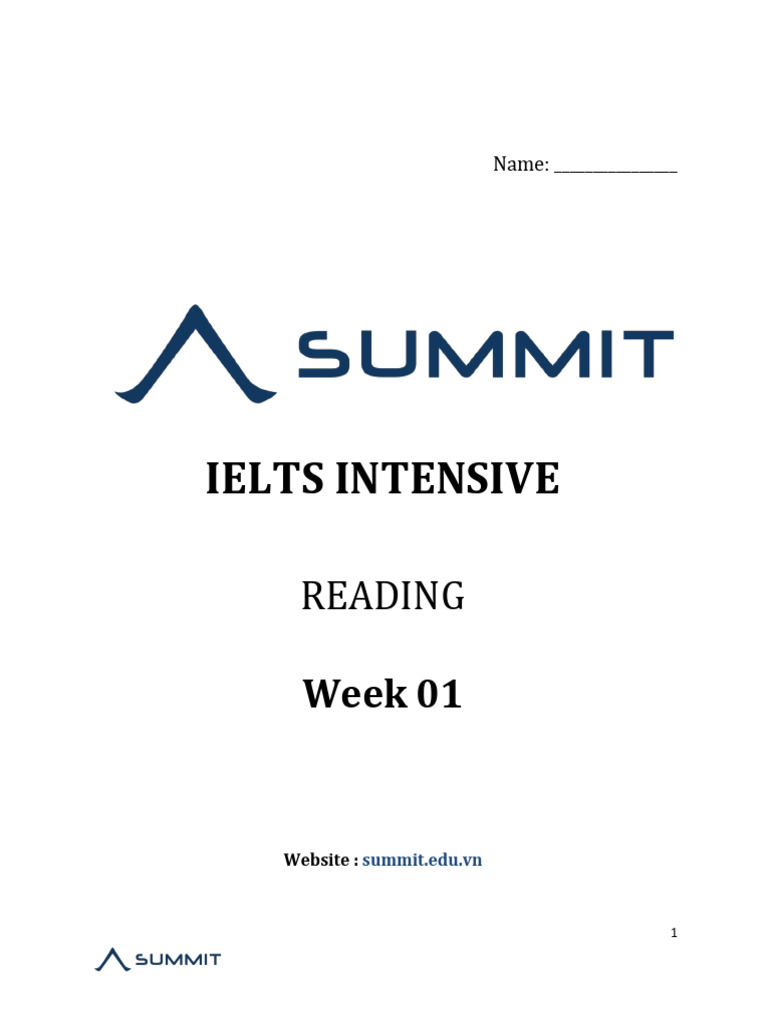IELTS Intensive Reading Week 1 Guide | PDF | Cognitive Science | Cognition