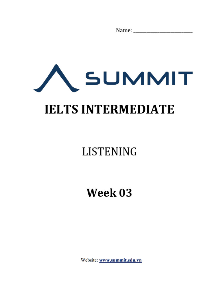 (IELTS Inter) Listening Week 3 - Student's Handout | PDF