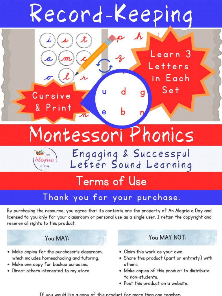 LetterSoundRecordKeepingMontessoriCursivePrint 1 | PDF