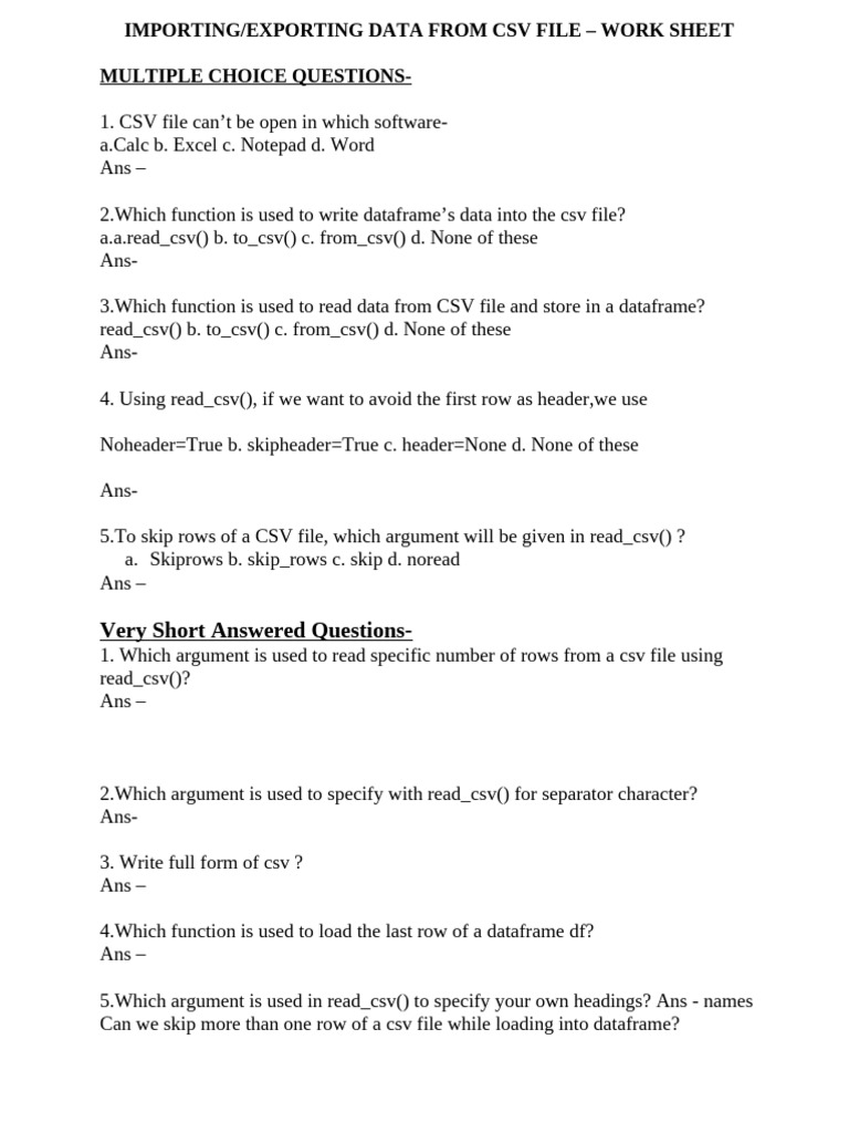 Data Frame and CSV Files Worksheet | PDF | Comma Separated Values | Computer Programming