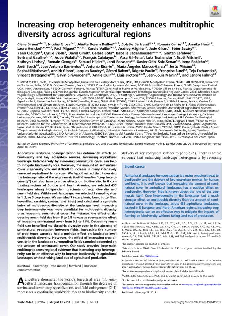 1.sirami Et Al Increasing Crop Heterogeneity Enhances Multitrophic ...