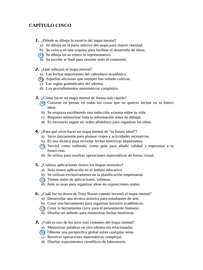 Preguntas Capitulo 5 | PDF | Mente | Pensamiento