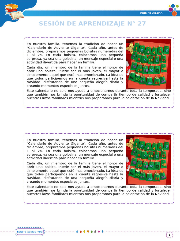 Anexo de Sesiones de Aprendizaje - Semana 4 - UD X - Editora Quipus Perú | PDF | Natividad De ...