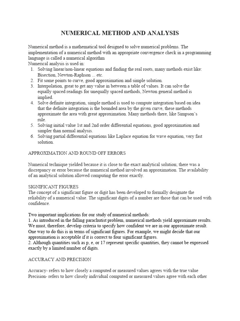 Numerical Method Lec1 With Activity | PDF | Numerical Analysis | Mathematical Analysis