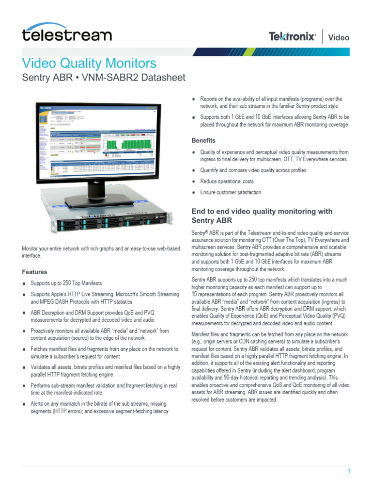 Sentry ABR Video Quality Monitoring | PDF | Multimedia | Computing