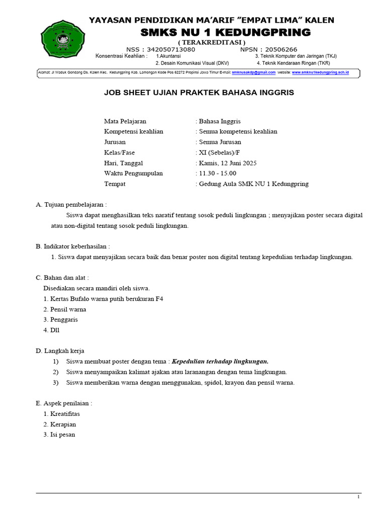 8. Jobsheet Up 2025 Big Kelas Xi | PDF