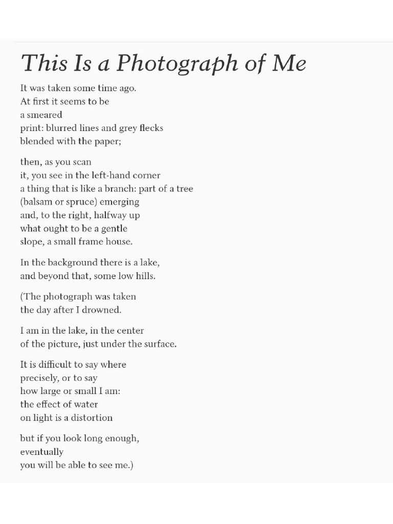 This Is A Photograph of Me Margret Atwood | PDF