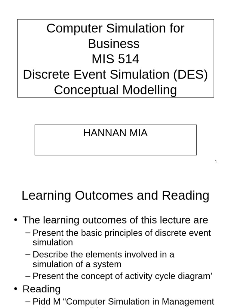 Computer Simulation For Business Lecture 7 | PDF | Conceptual Model ...