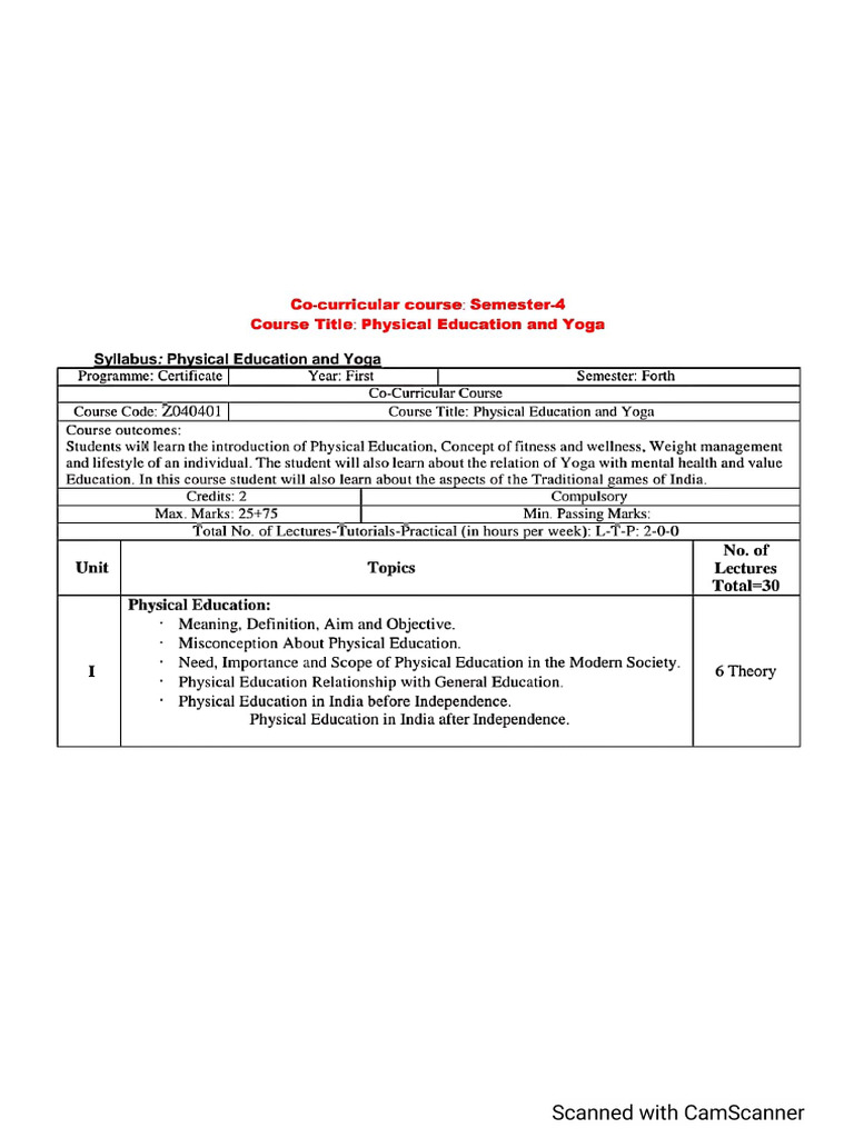 Co - Curricular Fourth Semester | PDF