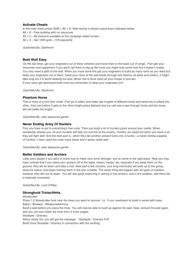 Activate Cheats | PDF | Castle | Leisure