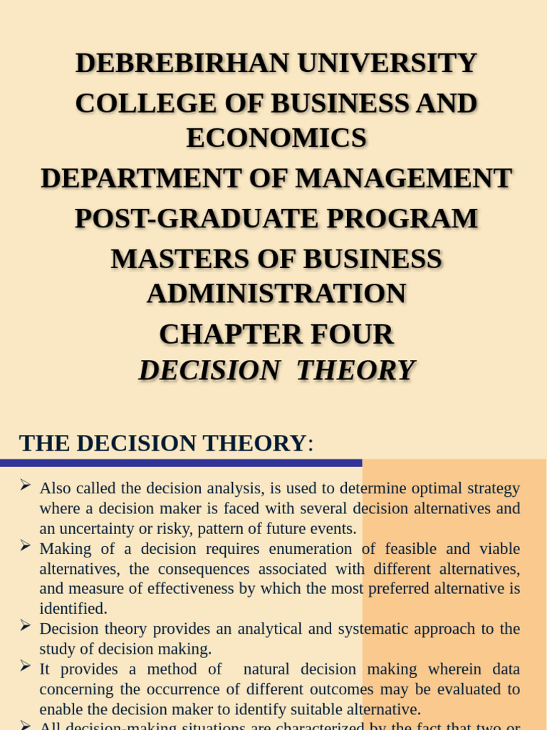 Mba or CH 4, 5 & 6 Final C | PDF | Decision Making | Decision Theory