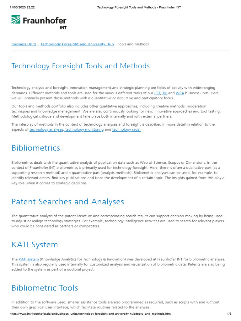Technology Foresight Methods Overview | PDF | Analytics | Analysis
