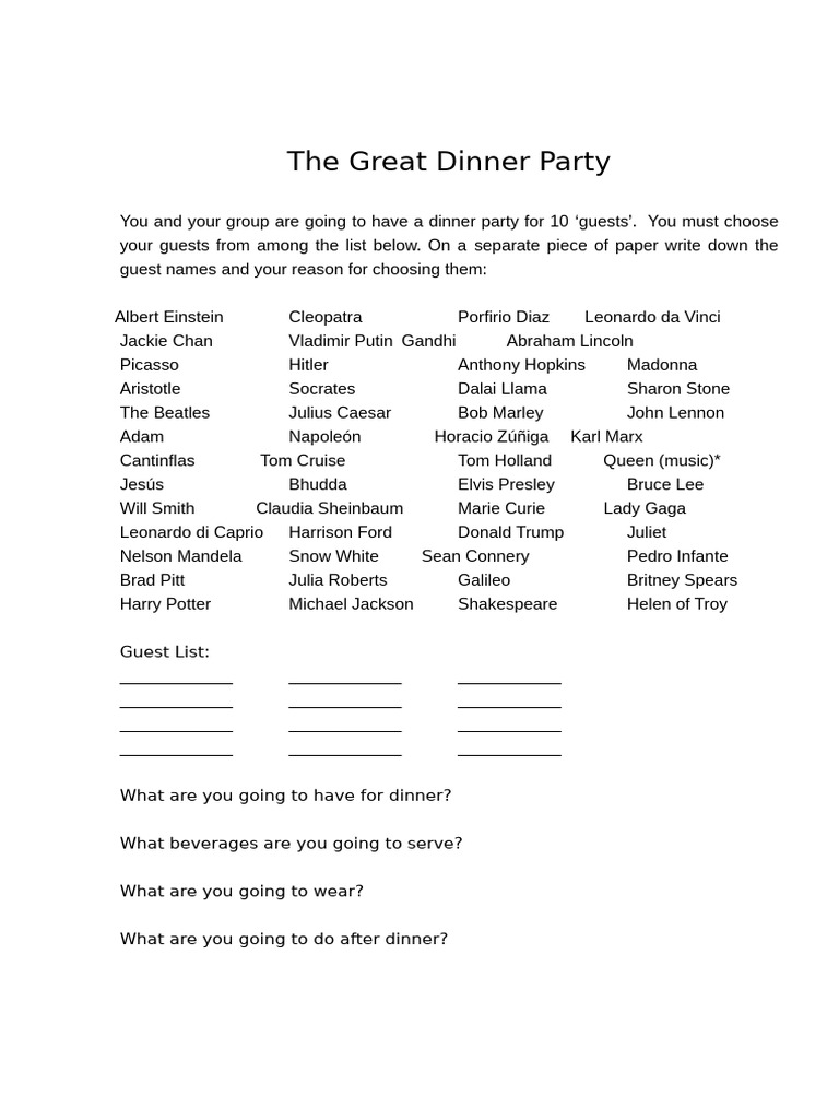 The Great Dinner Party | PDF