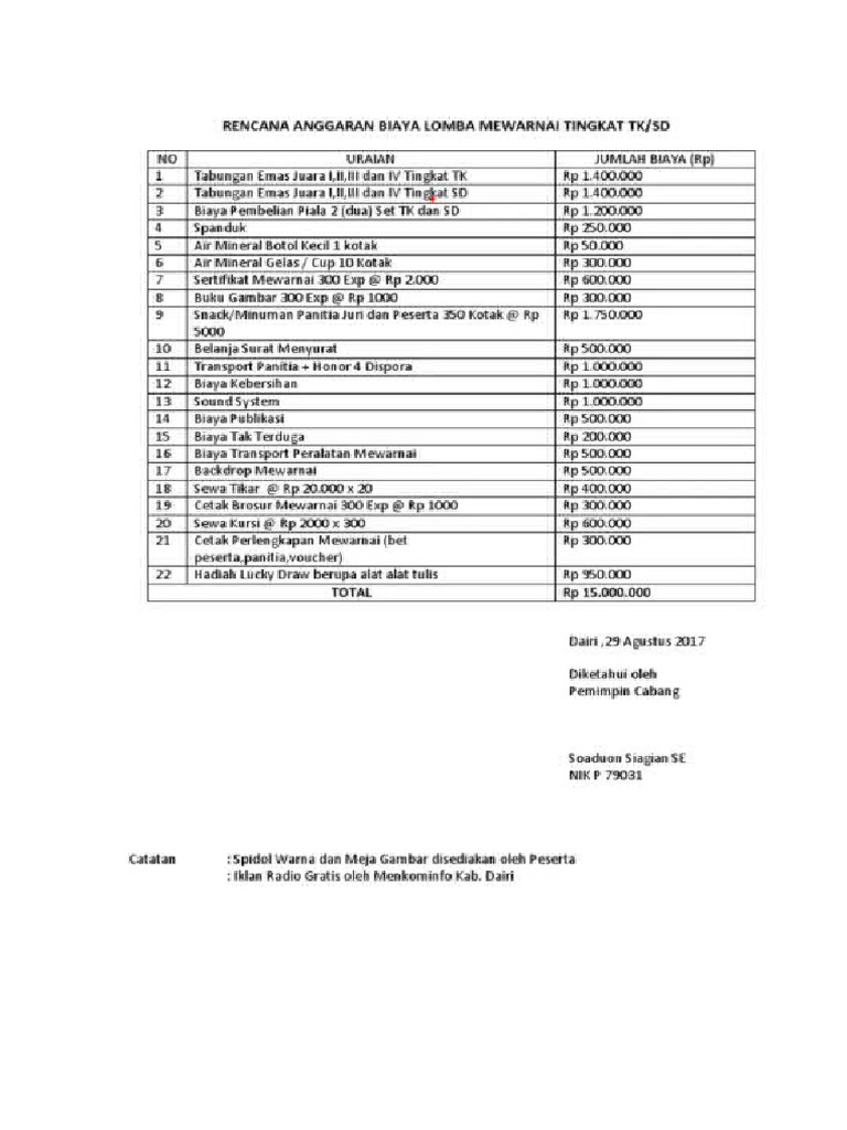 Rincian Lomba Mewarnai | PDF
